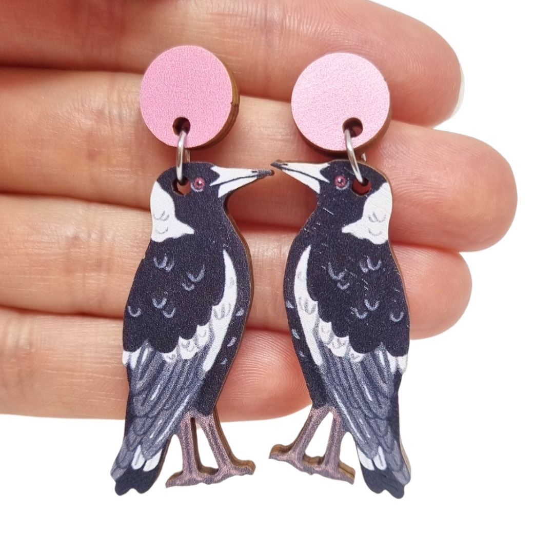 Magpie Australian Bird Earrings – Pixie Nut & Co.